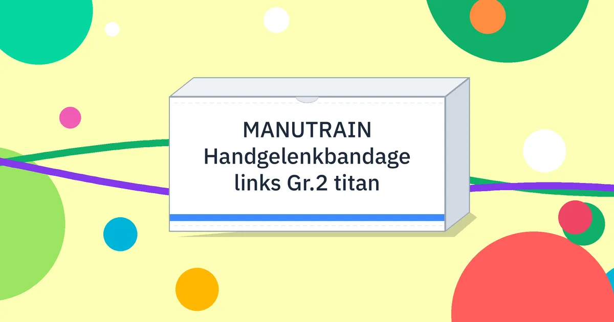 Symbolbild: Packung mit der Aufschrift MANUTRAIN Handgelenkbandage links Gr.2 titan (PZN 01285967) – Verfügbarkeit und Bezug in Apotheken in Frankfurt am Main