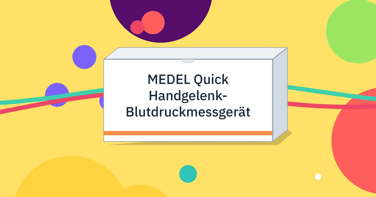 Symbolbild: Packung mit der Aufschrift MEDEL Quick Handgelenk-Blutdruckmessgerät (PZN 16897481) – Verfügbarkeit und Bezug in Apotheken in Frankfurt am Main