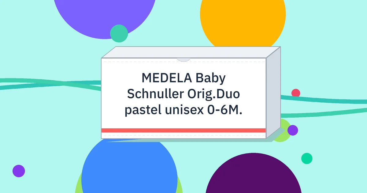 Symbolbild: Packung mit der Aufschrift MEDELA Baby Schnuller Orig.Duo pastel unisex 0-6M. (PZN 18031366) – Verfügbarkeit und Bezug in Apotheken in Frankfurt am Main
