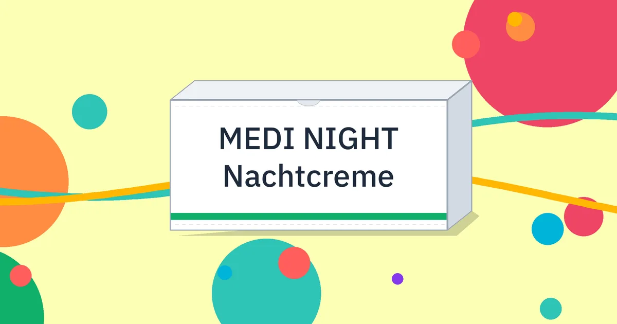 Symbolbild: Packung mit der Aufschrift MEDI NIGHT Nachtcreme (PZN 18043062) – Verfügbarkeit und Bezug in Apotheken in Frankfurt am Main