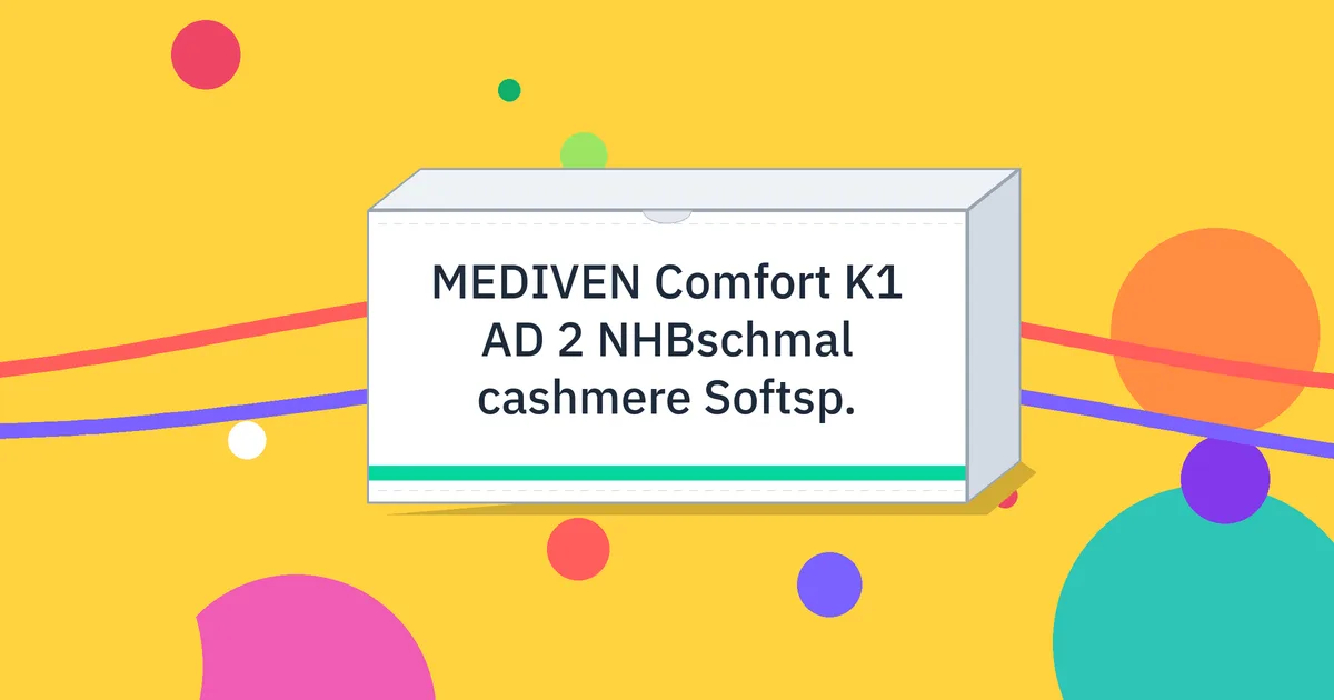 Symbolbild: Packung mit der Aufschrift MEDIVEN Comfort K1 AD 2 NHBschmal cashmere Softsp. (PZN 14659731) – Verfügbarkeit und Bezug in Apotheken in Frankfurt am Main