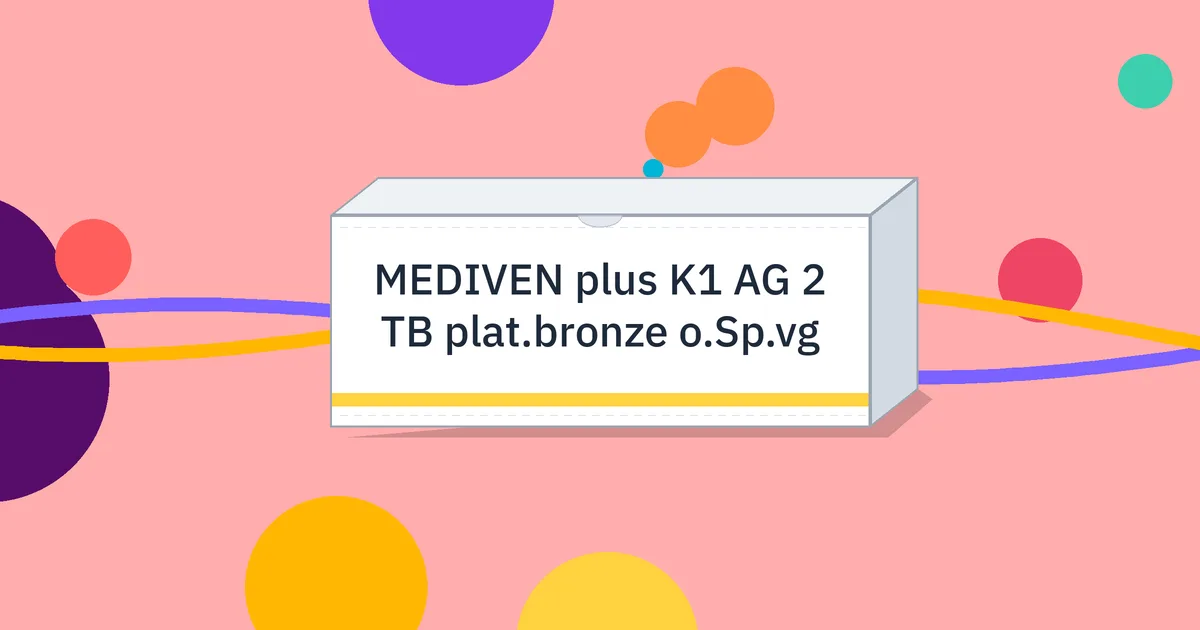 Symbolbild: Packung mit der Aufschrift MEDIVEN plus K1 AG 2 TB plat.bronze o.Sp.vg (PZN 15060456) – Verfügbarkeit und Bezug in Apotheken in Frankfurt am Main