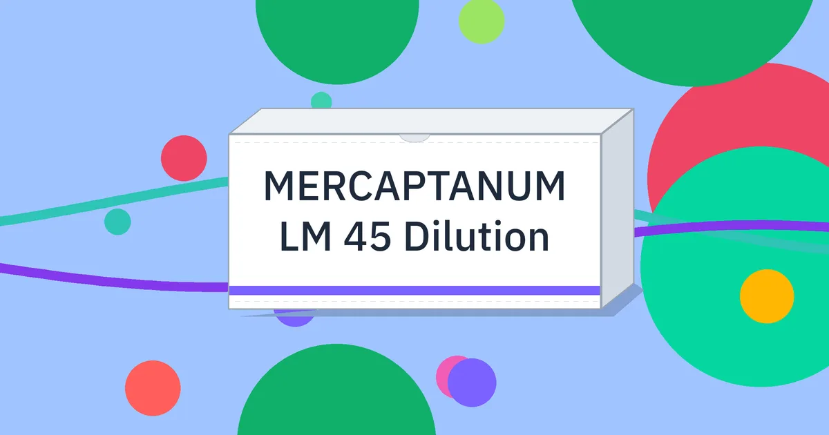 Symbolbild: Packung mit der Aufschrift MERCAPTANUM LM 45 Dilution (PZN 13605868) – Verfügbarkeit und Bezug in Apotheken in Frankfurt am Main