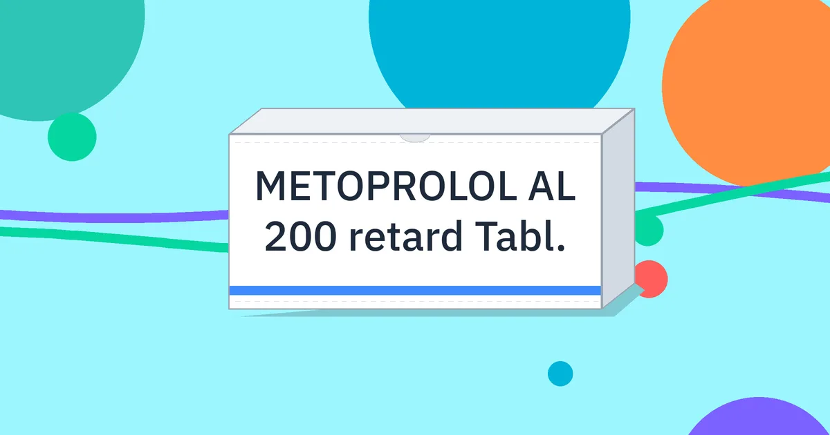 Symbolbild: Packung mit der Aufschrift METOPROLOL AL 200 retard Tabl. (PZN 04800588) – Verfügbarkeit und Bezug in Apotheken in Frankfurt am Main