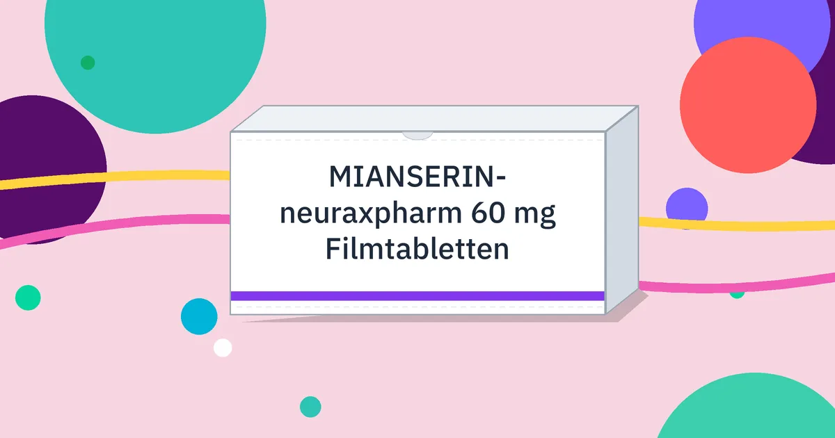 Symbolbild: Packung mit der Aufschrift MIANSERIN-neuraxpharm 60 mg Filmtabletten (PZN 01267053) – Verfügbarkeit und Bezug in Apotheken in Frankfurt am Main