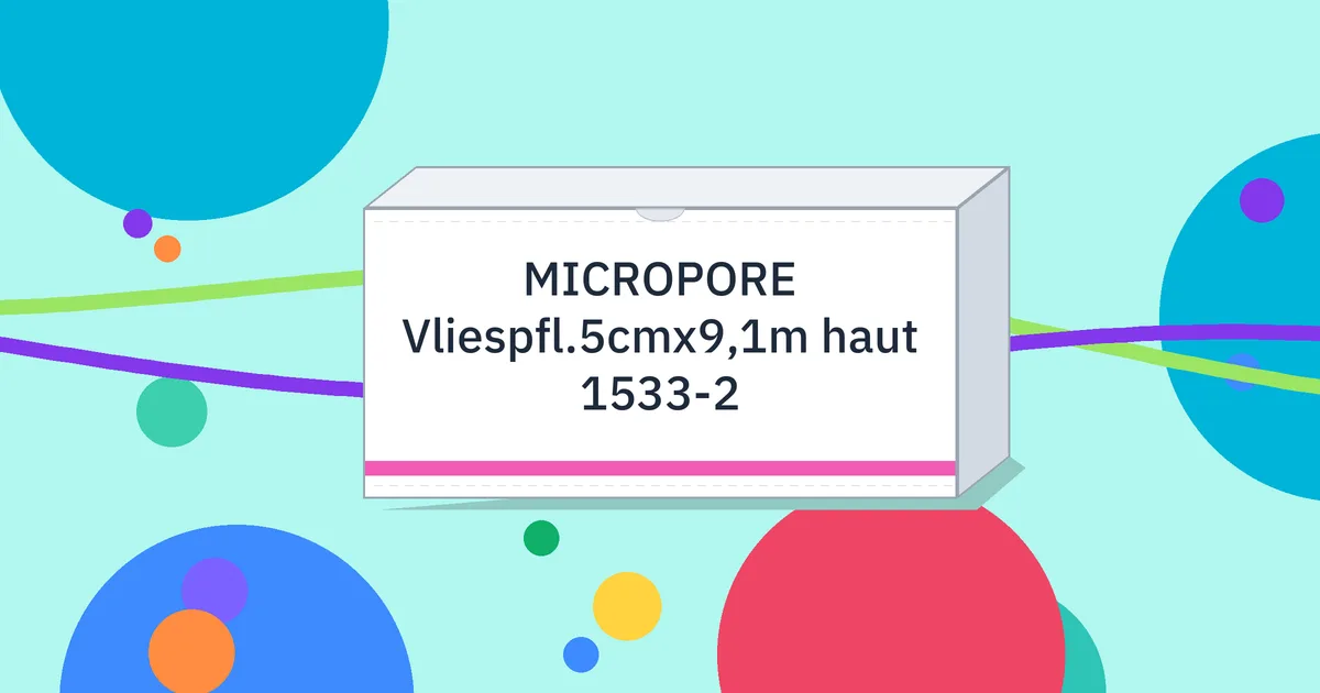 Symbolbild: Packung mit der Aufschrift MICROPORE Vliespfl.5cmx9,1m haut 1533-2 (PZN 01319726) – Verfügbarkeit und Bezug in Apotheken in Frankfurt am Main