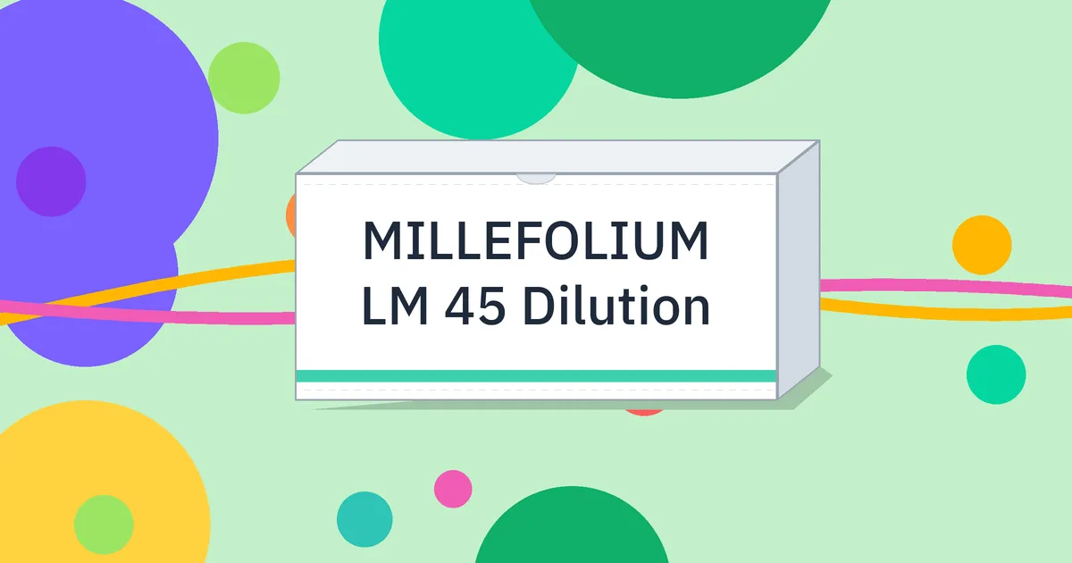 Symbolbild: Packung mit der Aufschrift MILLEFOLIUM LM 45 Dilution (PZN 13608192) – Verfügbarkeit und Bezug in Apotheken in Frankfurt am Main