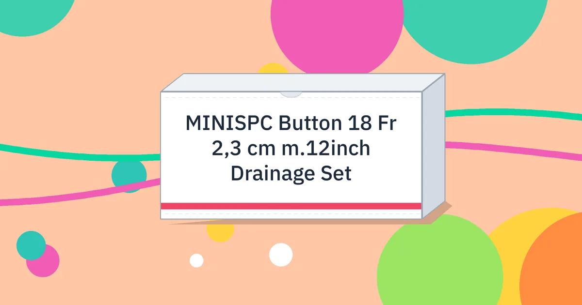 Symbolbild: Packung mit der Aufschrift MINISPC Button 18 Fr 2,3 cm m.12inch Drainage Set (PZN 20821041) – Verfügbarkeit und Bezug in Apotheken in Frankfurt am Main