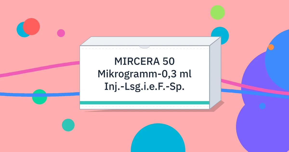 Symbolbild: Packung mit der Aufschrift MIRCERA 50 Mikrogramm-0,3 ml Inj.-Lsg.i.e.F.-Sp. (PZN 05484557) – Verfügbarkeit und Bezug in Apotheken in Frankfurt am Main
