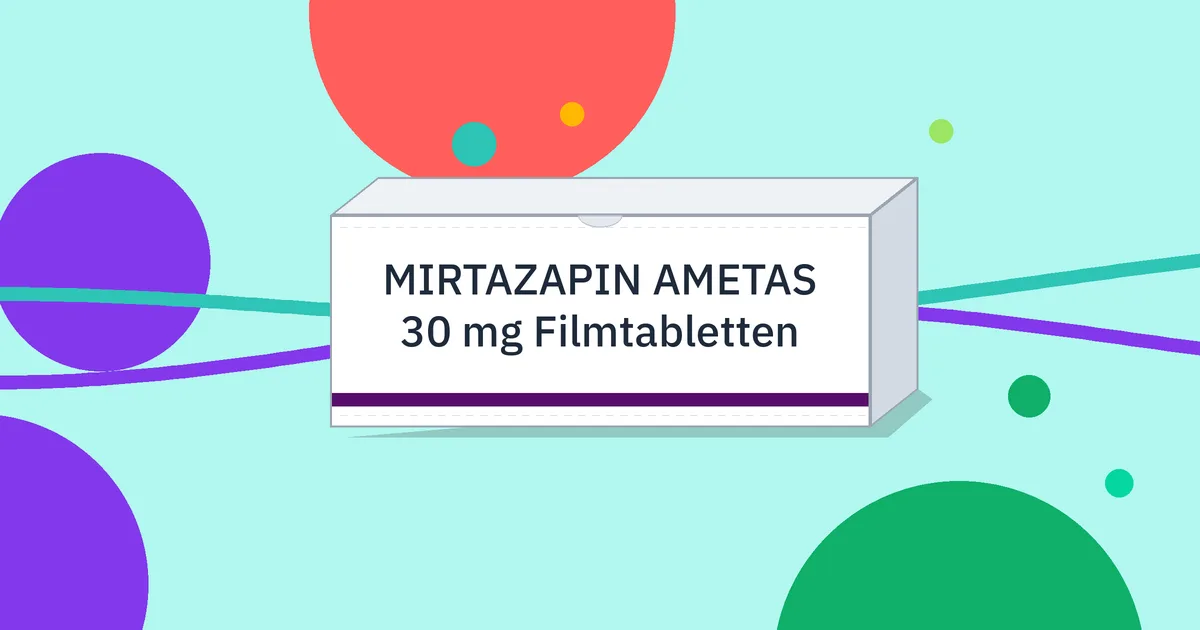 Symbolbild: Packung mit der Aufschrift MIRTAZAPIN AMETAS 30 mg Filmtabletten (PZN 18090676) – Verfügbarkeit und Bezug in Apotheken in Frankfurt am Main