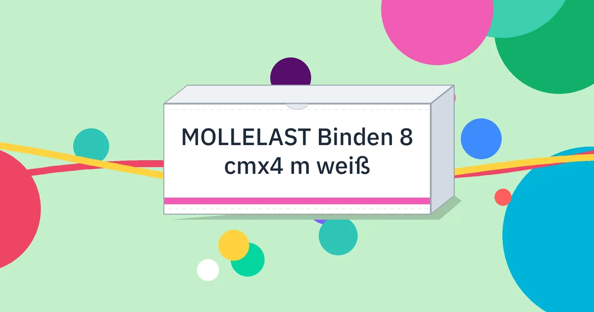 Symbolbild: Packung mit der Aufschrift MOLLELAST Binden 8 cmx4 m weiß (PZN 18658674) – Verfügbarkeit und Bezug in Apotheken in Frankfurt am Main
