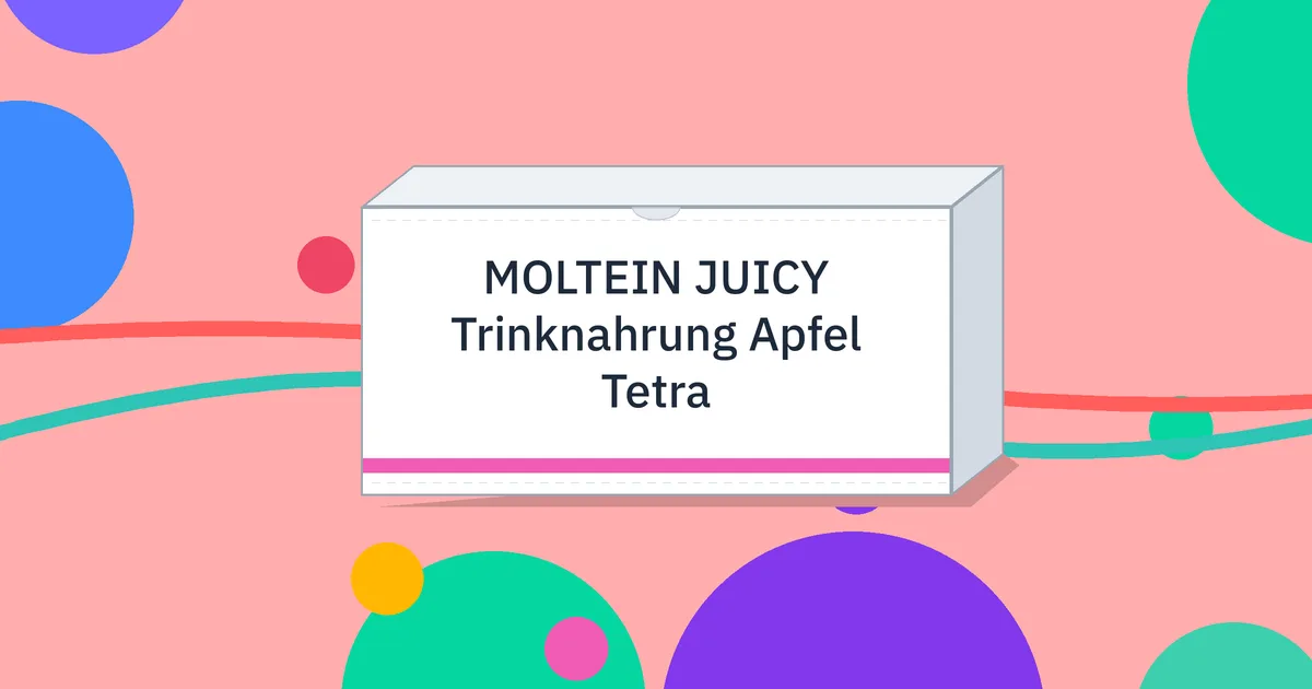 Symbolbild: Packung mit der Aufschrift MOLTEIN JUICY Trinknahrung Apfel Tetra (PZN 19557768) – Verfügbarkeit und Bezug in Apotheken in Frankfurt am Main