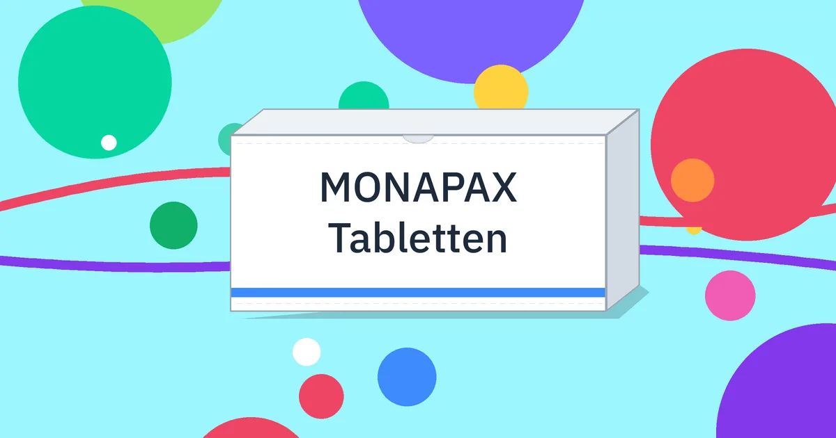 Symbolbild: Packung mit der Aufschrift MONAPAX Tabletten (PZN 18323732) – Verfügbarkeit und Bezug in Apotheken in Frankfurt am Main