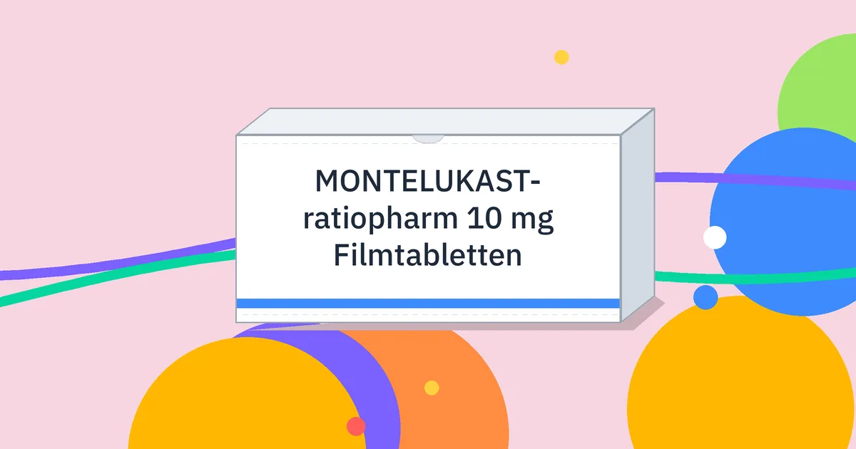 Symbolbild: Packung mit der Aufschrift MONTELUKAST-ratiopharm 10 mg Filmtabletten (PZN 09326312) – Verfügbarkeit und Bezug in Apotheken in Frankfurt am Main