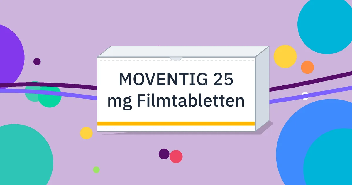 Symbolbild: Packung mit der Aufschrift MOVENTIG 25 mg Filmtabletten (PZN 15617479) – Verfügbarkeit und Bezug in Apotheken in Frankfurt am Main