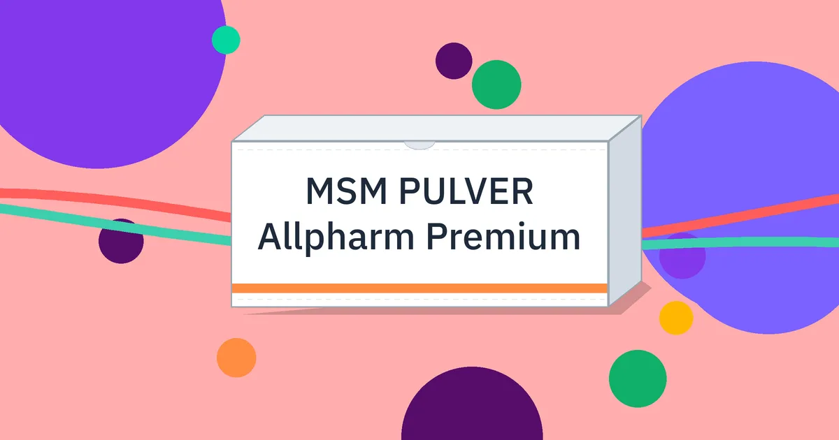 Symbolbild: Packung mit der Aufschrift MSM PULVER Allpharm Premium (PZN 18017722) – Verfügbarkeit und Bezug in Apotheken in Frankfurt am Main
