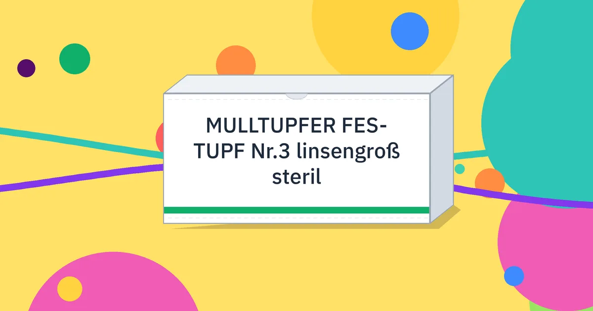 Symbolbild: Packung mit der Aufschrift MULLTUPFER FES-TUPF Nr.3 linsengroß steril (PZN 14266345) – Verfügbarkeit und Bezug in Apotheken in Frankfurt am Main