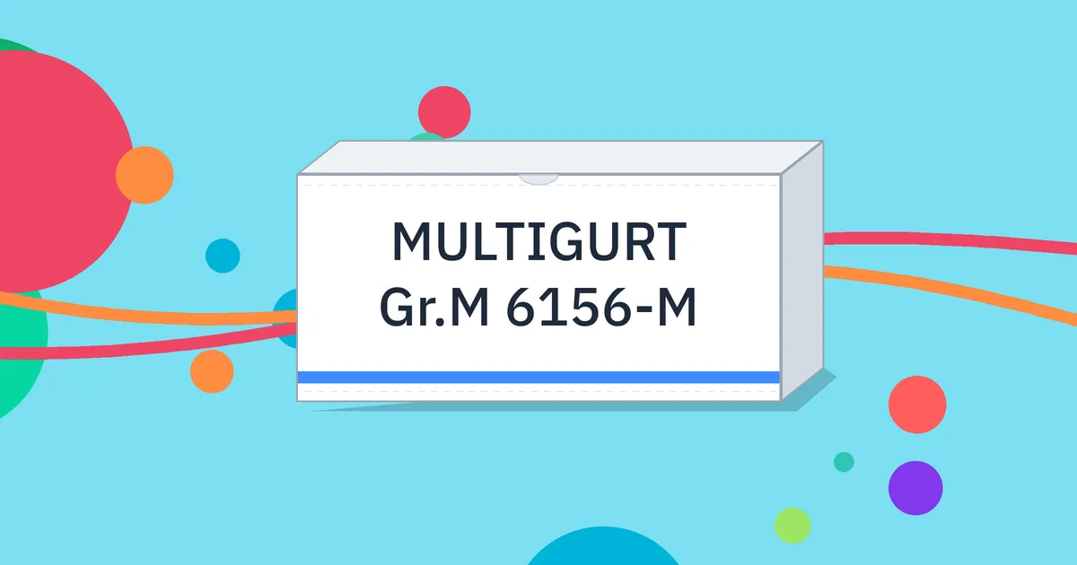Symbolbild: Packung mit der Aufschrift MULTIGURT Gr.M 6156-M (PZN 13586579) – Verfügbarkeit und Bezug in Apotheken in Frankfurt am Main