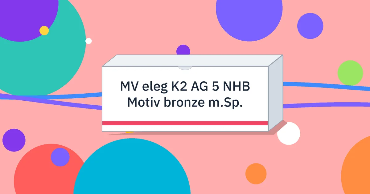 Symbolbild: Packung mit der Aufschrift MV eleg K2 AG 5 NHB Motiv bronze m.Sp. (PZN 15722360) – Verfügbarkeit und Bezug in Apotheken in Frankfurt am Main