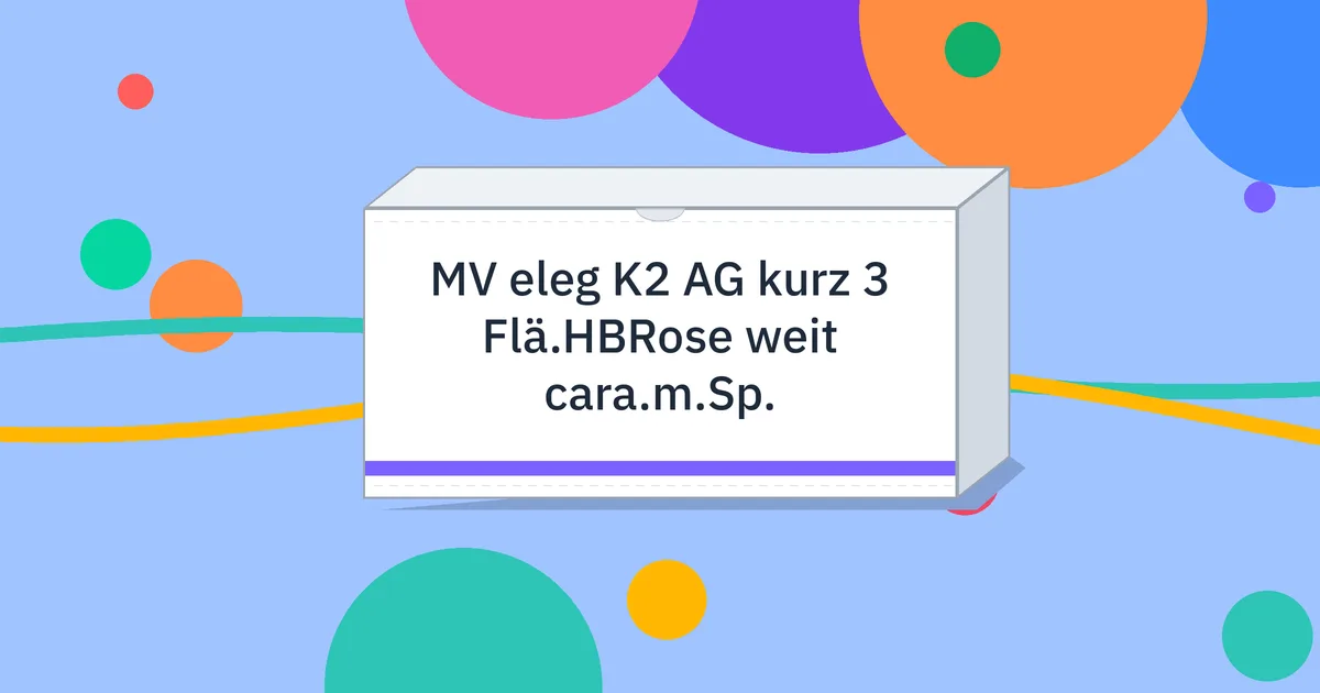Symbolbild: Packung mit der Aufschrift MV eleg K2 AG kurz 3 Flä.HBRose weit cara.m.Sp. (PZN 15706705) – Verfügbarkeit und Bezug in Apotheken in Frankfurt am Main