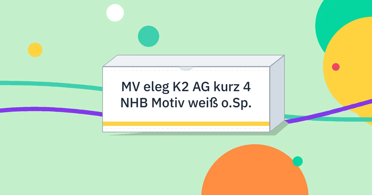 Symbolbild: Packung mit der Aufschrift MV eleg K2 AG kurz 4 NHB Motiv weiß o.Sp. (PZN 15709170) – Verfügbarkeit und Bezug in Apotheken in Frankfurt am Main