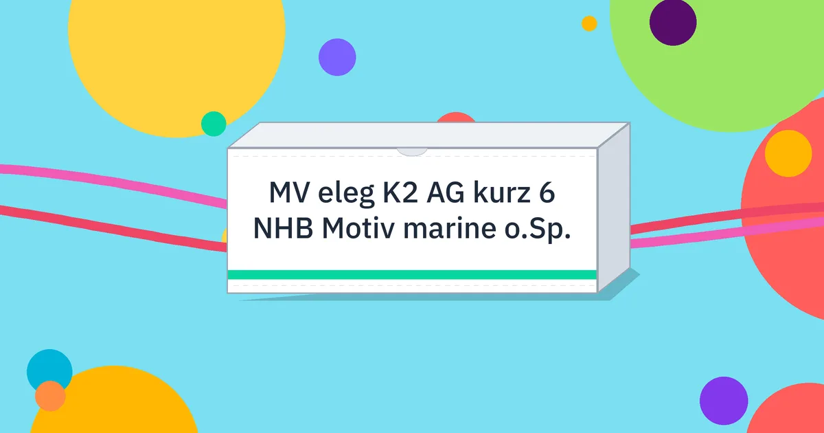 Symbolbild: Packung mit der Aufschrift MV eleg K2 AG kurz 6 NHB Motiv marine o.Sp. (PZN 15708791) – Verfügbarkeit und Bezug in Apotheken in Frankfurt am Main