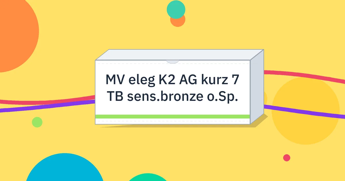 Symbolbild: Packung mit der Aufschrift MV eleg K2 AG kurz 7 TB sens.bronze o.Sp. (PZN 14716512) – Verfügbarkeit und Bezug in Apotheken in Frankfurt am Main