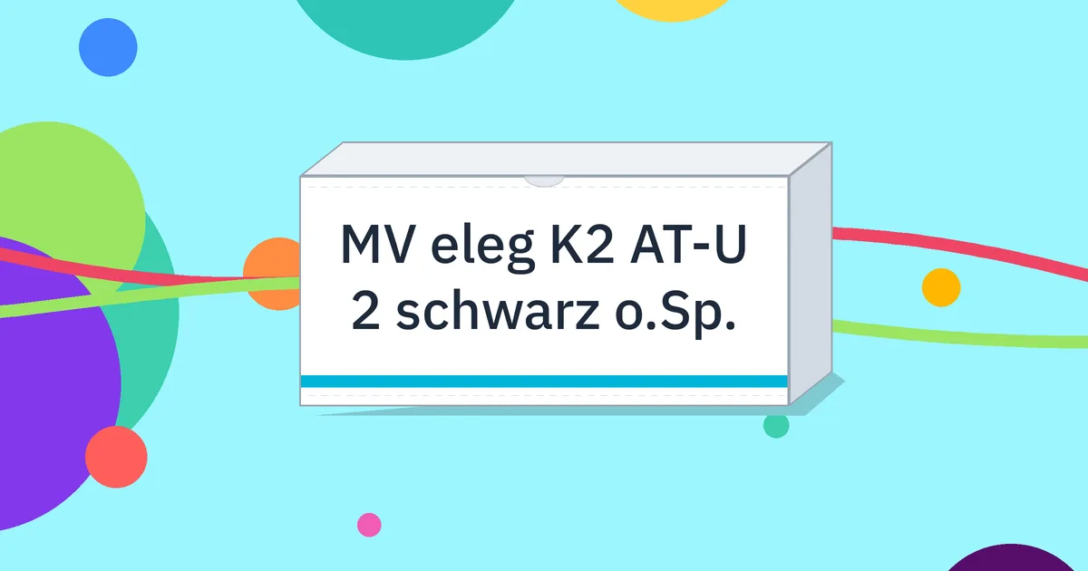 Symbolbild: Packung mit der Aufschrift MV eleg K2 AT-U 2 schwarz o.Sp. (PZN 00313851) – Verfügbarkeit und Bezug in Apotheken in Frankfurt am Main