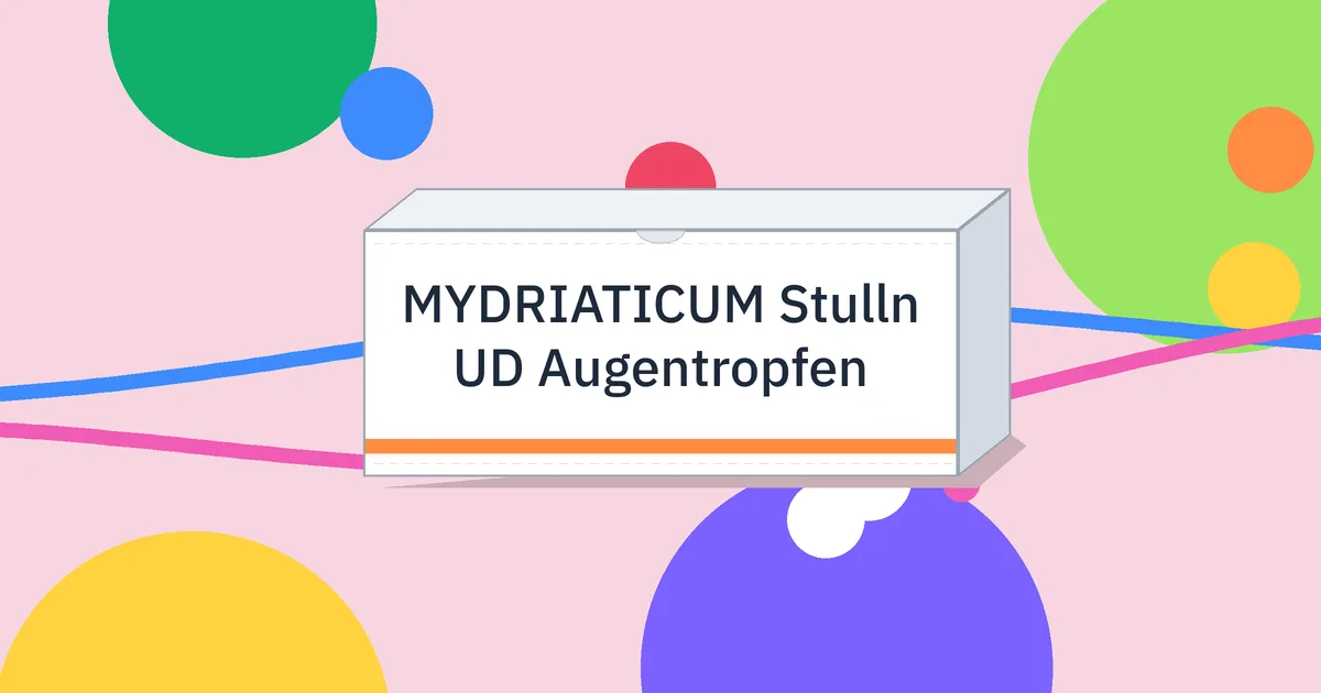 Symbolbild: Packung mit der Aufschrift MYDRIATICUM Stulln UD Augentropfen (PZN 05520052) – Verfügbarkeit und Bezug in Apotheken in Frankfurt am Main