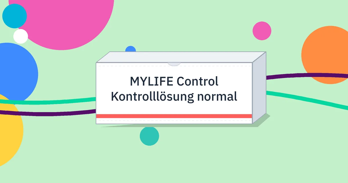 Symbolbild: Packung mit der Aufschrift MYLIFE Control Kontrolllösung normal (PZN 06586461) – Verfügbarkeit und Bezug in Apotheken in Frankfurt am Main