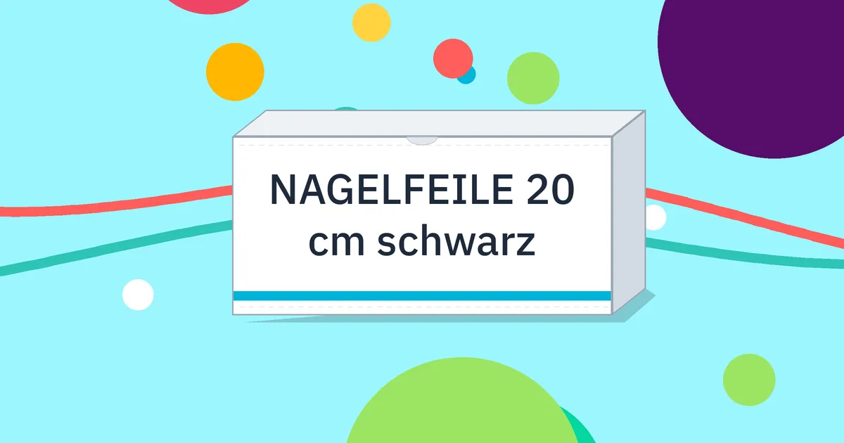 Symbolbild: Packung mit der Aufschrift NAGELFEILE 20 cm schwarz (PZN 01516504) – Verfügbarkeit und Bezug in Apotheken in Frankfurt am Main