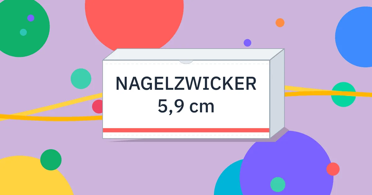 Symbolbild: Packung mit der Aufschrift NAGELZWICKER 5,9 cm (PZN 14155410) – Verfügbarkeit und Bezug in Apotheken in Frankfurt am Main