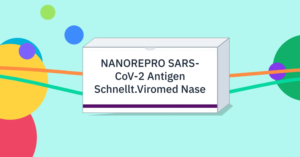 Symbolbild: Packung mit der Aufschrift NANOREPRO SARS-CoV-2 Antigen Schnellt.Viromed Nase (PZN 17306631) – Verfügbarkeit und Bezug in Apotheken in Frankfurt am Main