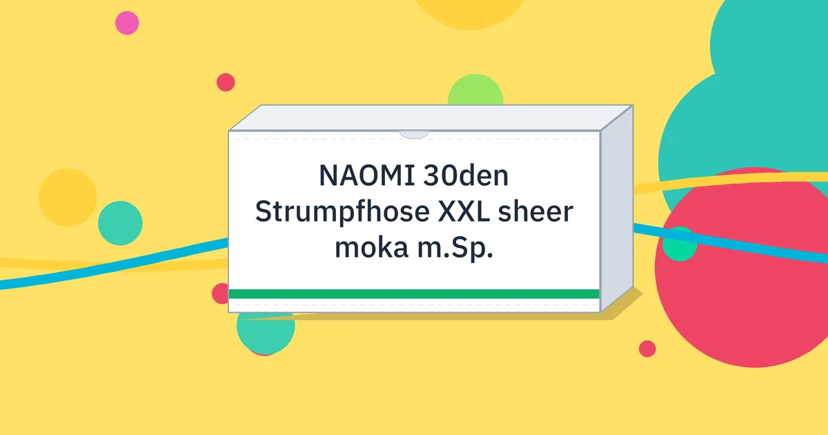 Symbolbild: Packung mit der Aufschrift NAOMI 30den Strumpfhose XXL sheer moka m.Sp. (PZN 16178734) – Verfügbarkeit und Bezug in Apotheken in Frankfurt am Main