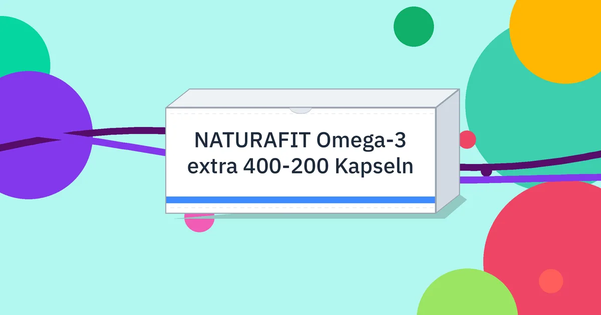 Symbolbild: Packung mit der Aufschrift NATURAFIT Omega-3 extra 400-200 Kapseln (PZN 12516269) – Verfügbarkeit und Bezug in Apotheken in Frankfurt am Main