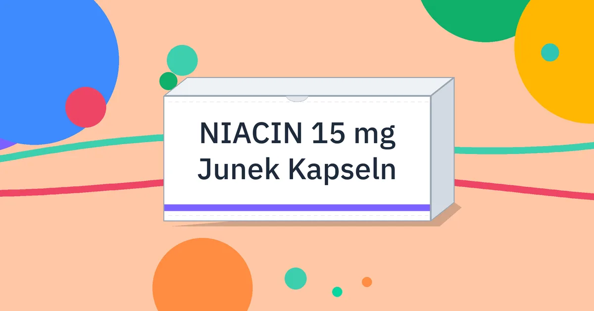 Symbolbild: Packung mit der Aufschrift NIACIN 15 mg Junek Kapseln (PZN 10052475) – Verfügbarkeit und Bezug in Apotheken in Frankfurt am Main
