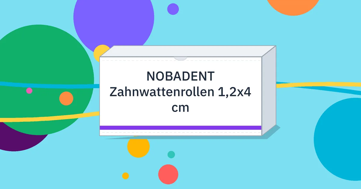 Symbolbild: Packung mit der Aufschrift NOBADENT Zahnwattenrollen 1,2x4 cm (PZN 02477189) – Verfügbarkeit und Bezug in Apotheken in Frankfurt am Main