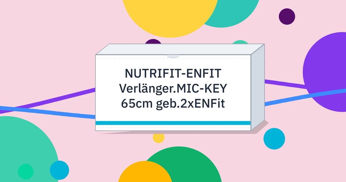 Symbolbild: Packung mit der Aufschrift NUTRIFIT-ENFIT Verlänger.MIC-KEY 65cm geb.2xENFit (PZN 14174695) – Verfügbarkeit und Bezug in Apotheken in Frankfurt am Main