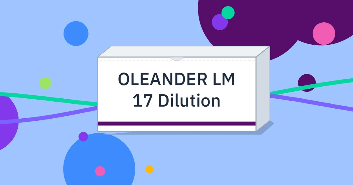 Symbolbild: Packung mit der Aufschrift OLEANDER LM 17 Dilution (PZN 12971269) – Verfügbarkeit und Bezug in Apotheken in Frankfurt am Main