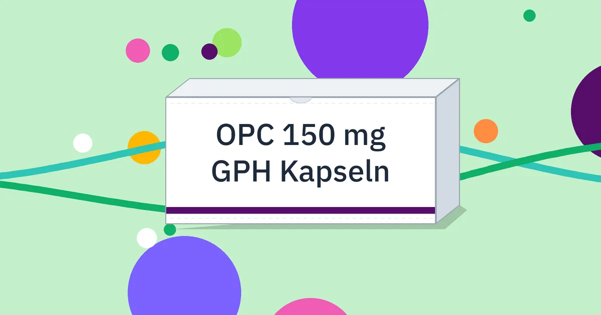 Symbolbild: Packung mit der Aufschrift OPC 150 mg GPH Kapseln (PZN 07605462) – Verfügbarkeit und Bezug in Apotheken in Frankfurt am Main