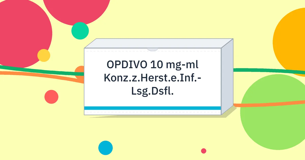 Symbolbild: Packung mit der Aufschrift OPDIVO 10 mg-ml Konz.z.Herst.e.Inf.-Lsg.Dsfl. (PZN 17197047) – Verfügbarkeit und Bezug in Apotheken in Frankfurt am Main