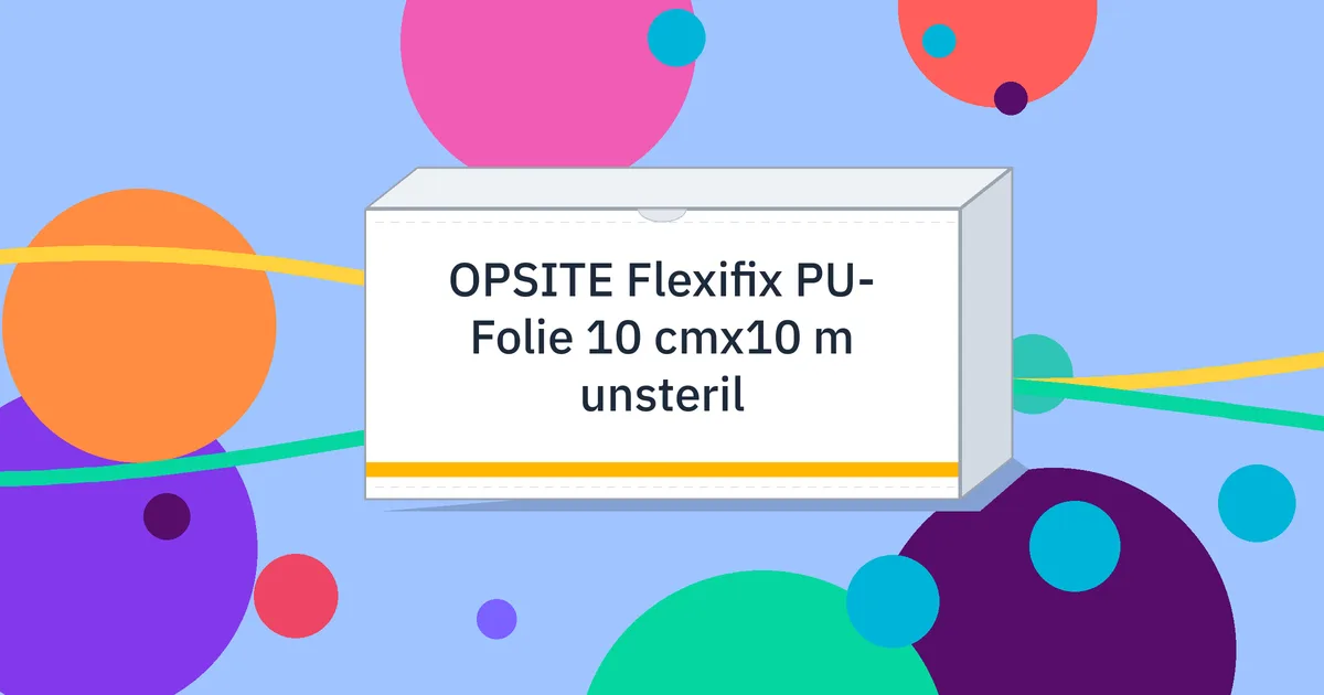 Symbolbild: Packung mit der Aufschrift OPSITE Flexifix PU-Folie 10 cmx10 m unsteril (PZN 15563192) – Verfügbarkeit und Bezug in Apotheken in Frankfurt am Main