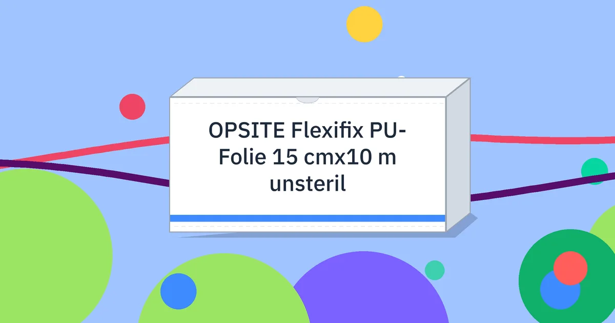 Symbolbild: Packung mit der Aufschrift OPSITE Flexifix PU-Folie 15 cmx10 m unsteril (PZN 17548825) – Verfügbarkeit und Bezug in Apotheken in Frankfurt am Main
