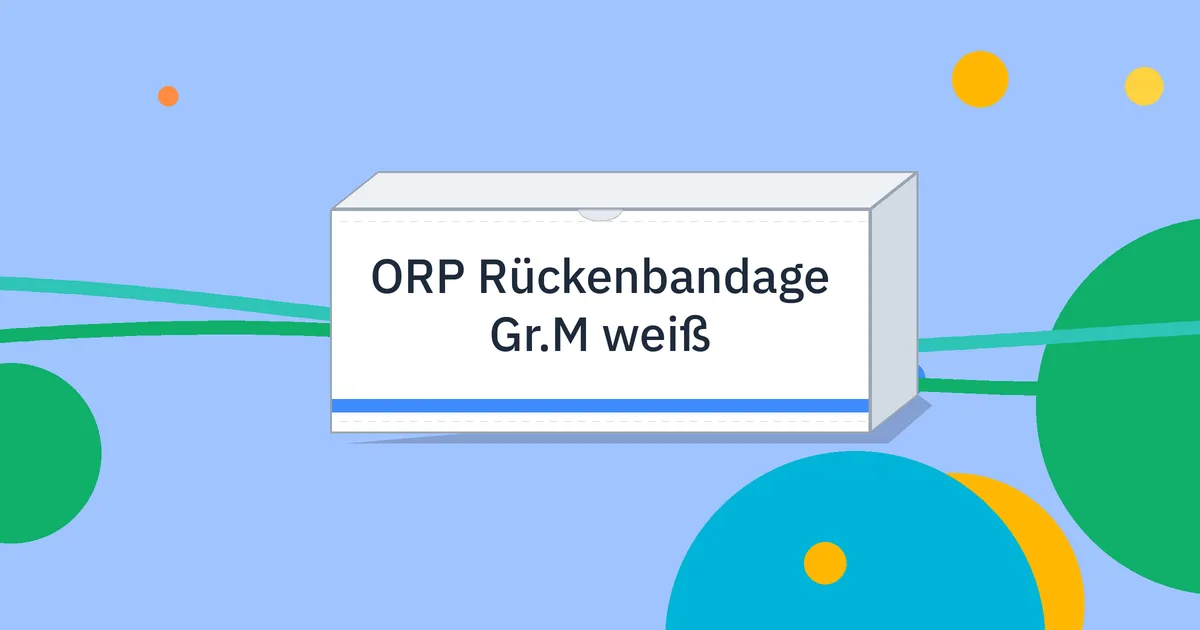 Symbolbild: Packung mit der Aufschrift ORP Rückenbandage Gr.M weiß (PZN 04903006) – Verfügbarkeit und Bezug in Apotheken in Frankfurt am Main