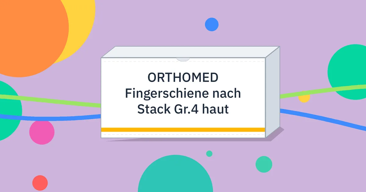 Symbolbild: Packung mit der Aufschrift ORTHOMED Fingerschiene nach Stack Gr.4 haut (PZN 10756354) – Verfügbarkeit und Bezug in Apotheken in Frankfurt am Main