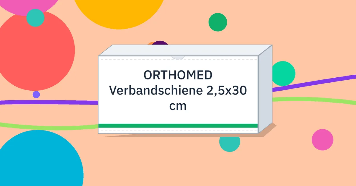 Symbolbild: Packung mit der Aufschrift ORTHOMED Verbandschiene 2,5x30 cm (PZN 08815463) – Verfügbarkeit und Bezug in Apotheken in Frankfurt am Main