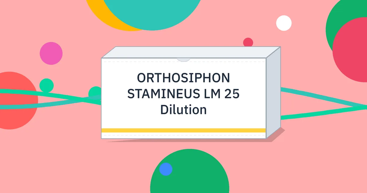 Symbolbild: Packung mit der Aufschrift ORTHOSIPHON STAMINEUS LM 25 Dilution (PZN 13628160) – Verfügbarkeit und Bezug in Apotheken in Frankfurt am Main