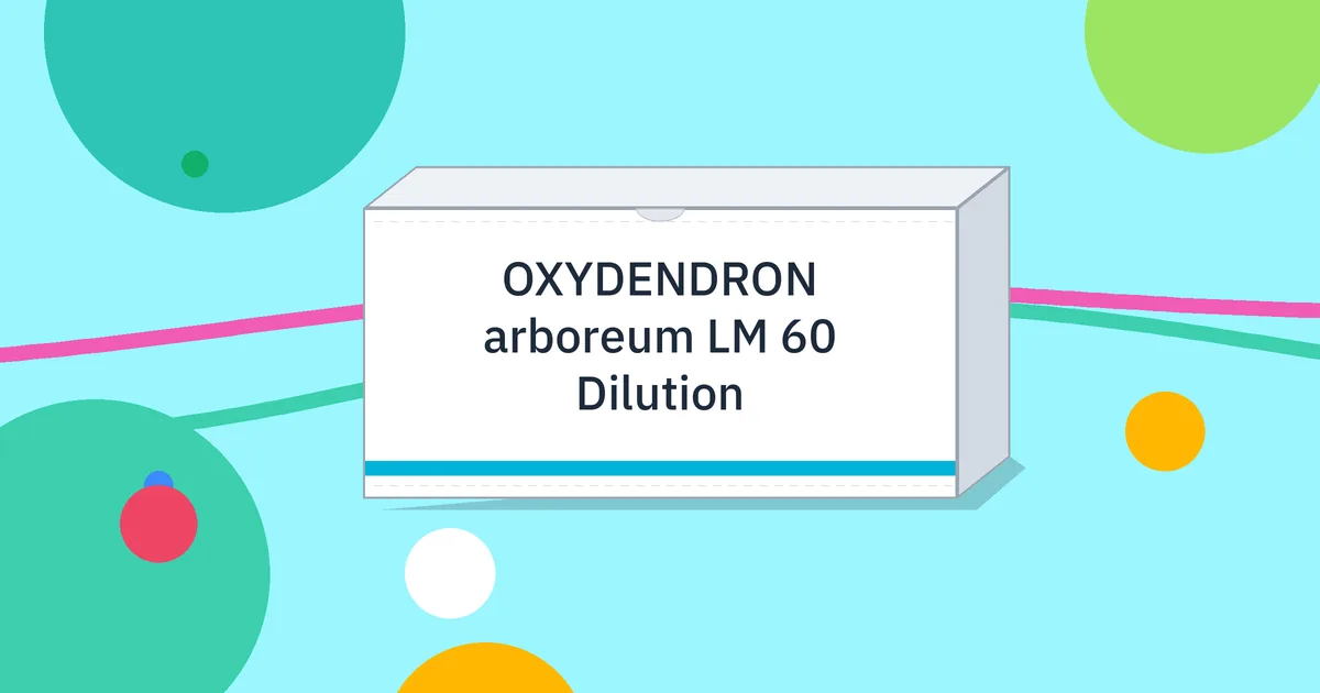 Symbolbild: Packung mit der Aufschrift OXYDENDRON arboreum LM 60 Dilution (PZN 13629662) – Verfügbarkeit und Bezug in Apotheken in Frankfurt am Main