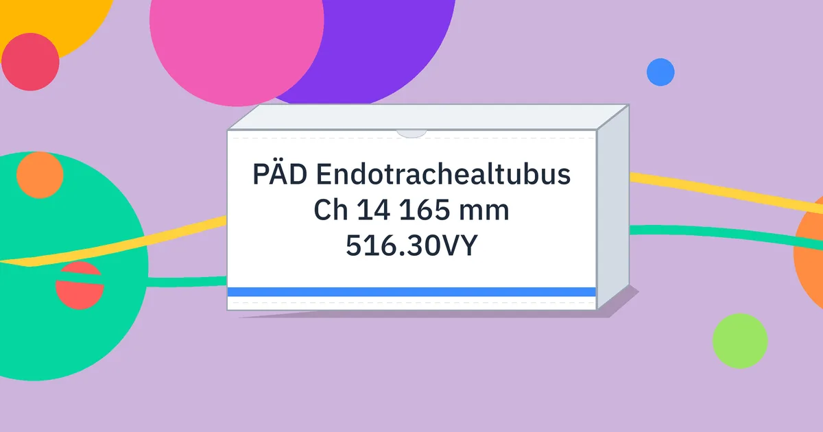 Symbolbild: Packung mit der Aufschrift PÄD Endotrachealtubus Ch 14 165 mm 516.30VY (PZN 20921044) – Verfügbarkeit und Bezug in Apotheken in Frankfurt am Main