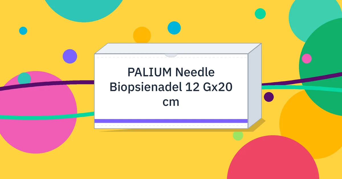 Symbolbild: Packung mit der Aufschrift PALIUM Needle Biopsienadel 12 Gx20 cm (PZN 16922670) – Verfügbarkeit und Bezug in Apotheken in Frankfurt am Main